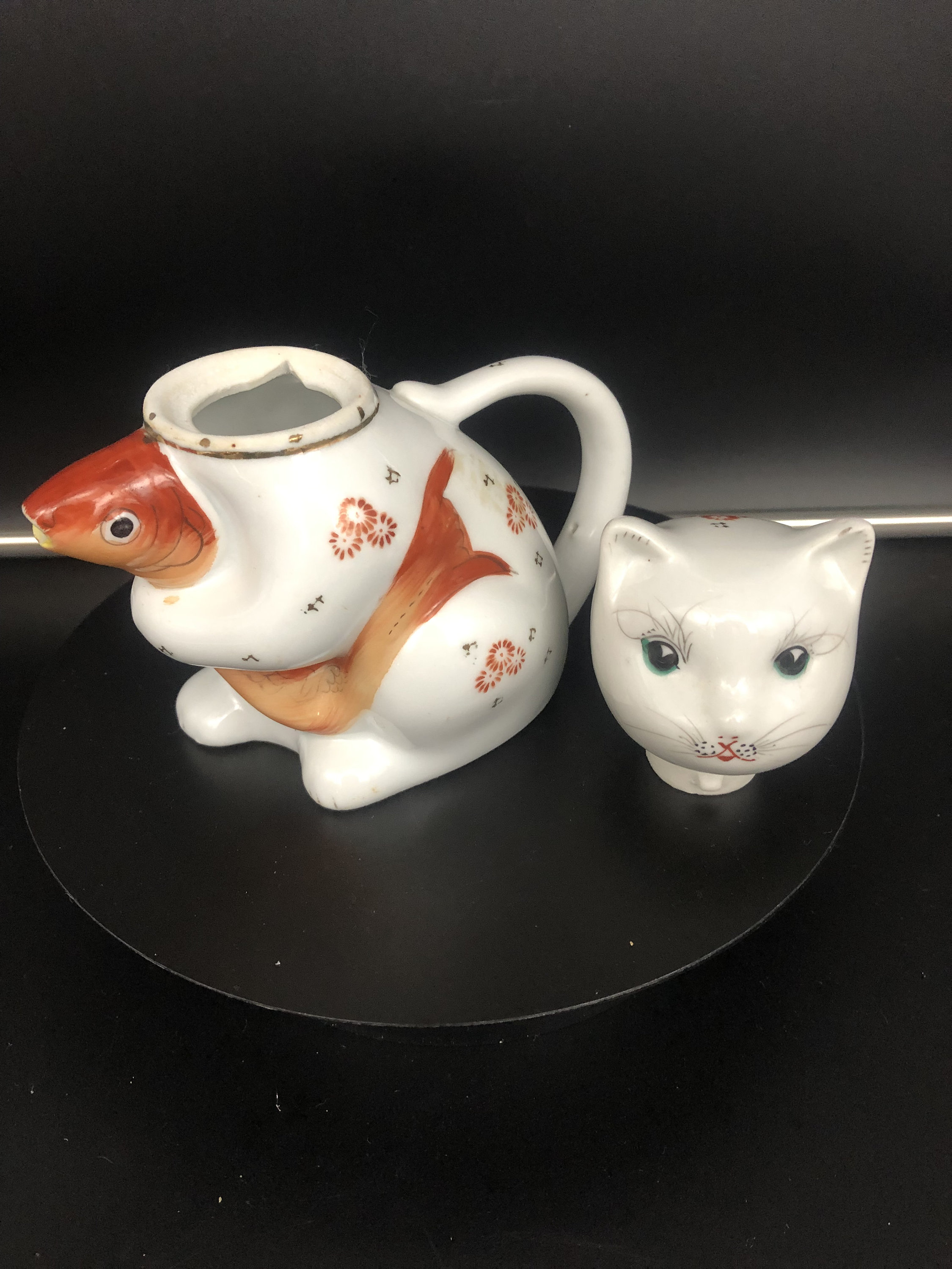 RARE Vintage 1970's Cat & Goldfish Hand Painted Porcelain Creamer ...