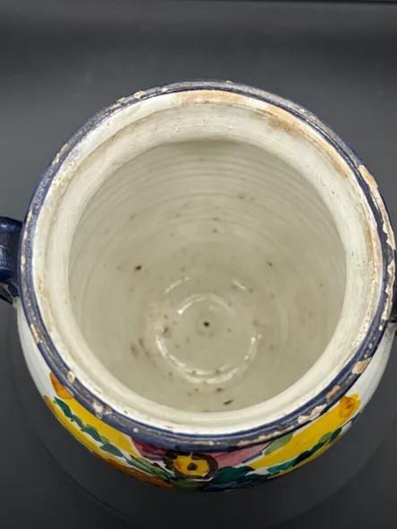 Vintage Cellini Italian Hand Painted Pottery Urn Vase 6.5" X 6.5 Signed ...