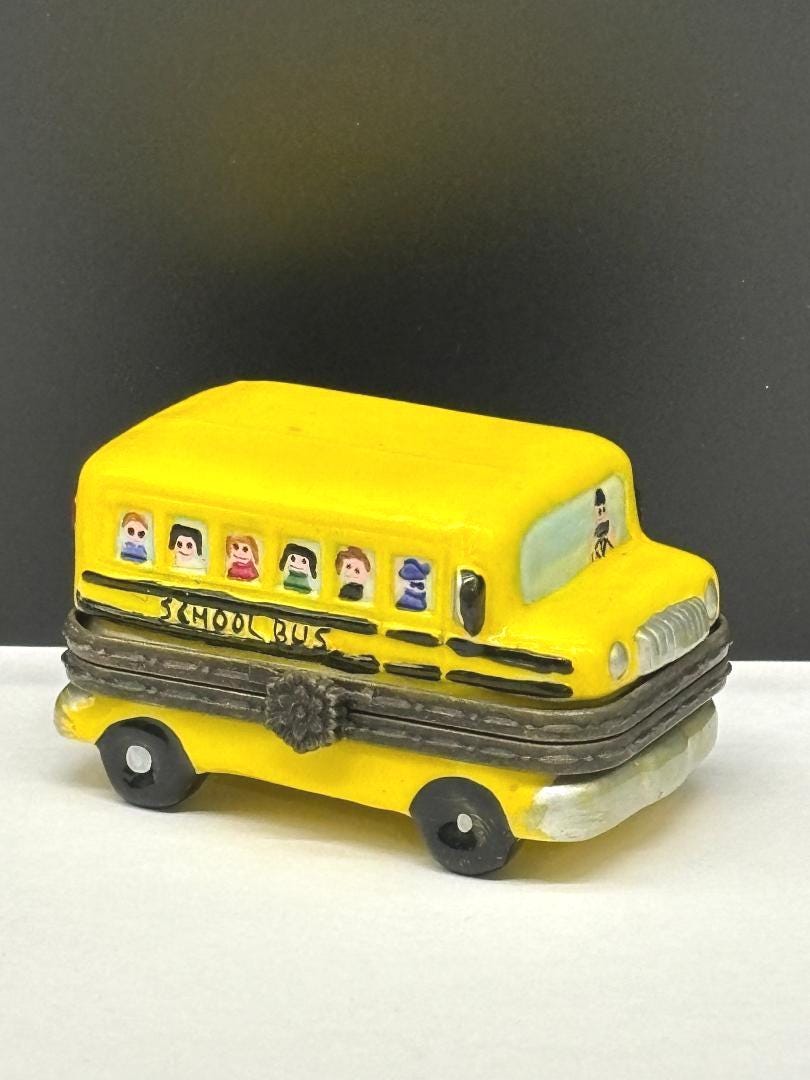 Vintage School Bus Porcelain Hinged Trinket Box Miniature - Etsy
