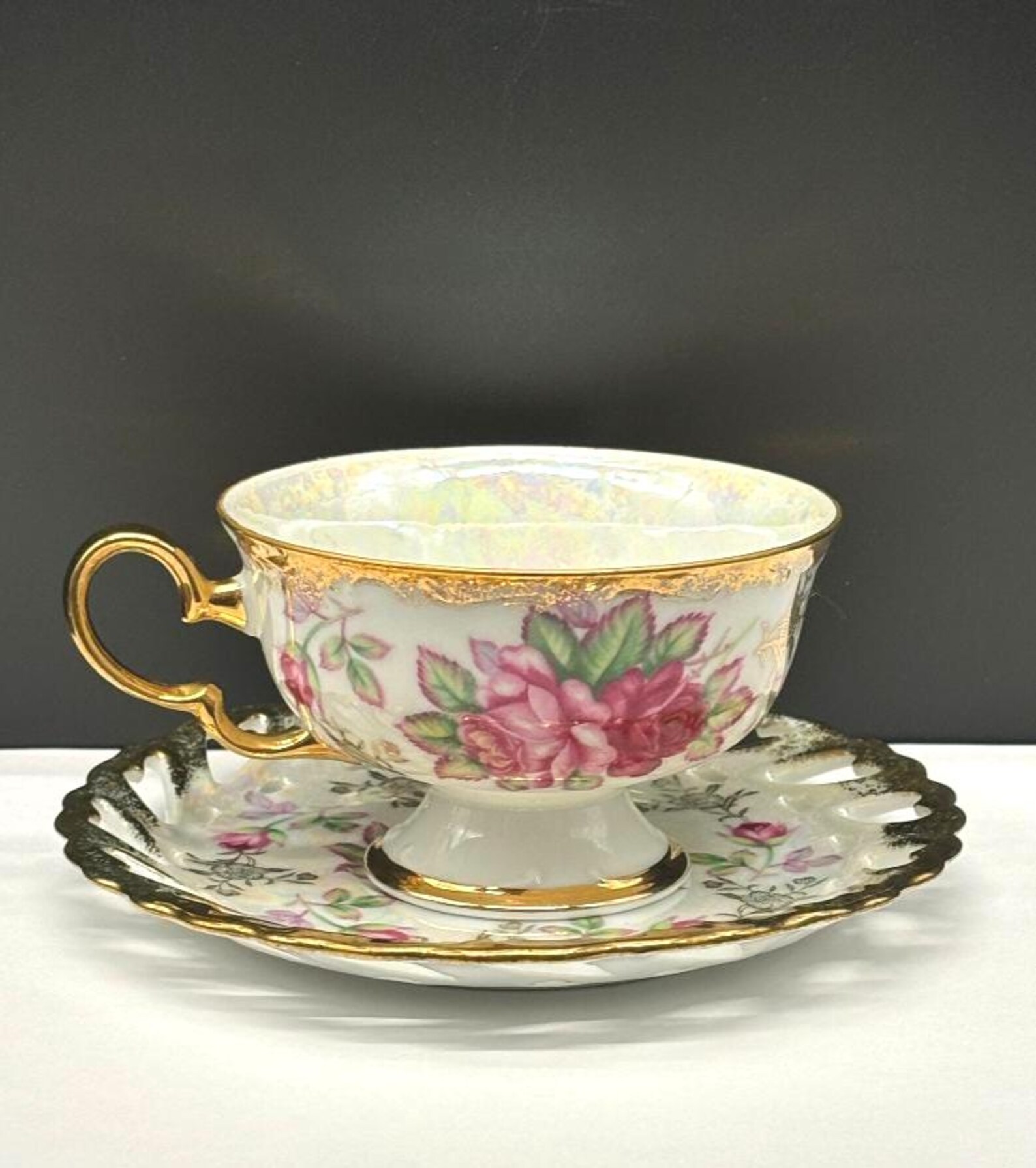 Vintage 1960 Royal Halsey Japan Rose Heart Fine China Teacup and Saucer ...