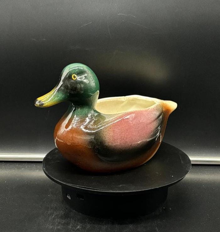 Vintage 1950's Mid Century Ceramic Mallard Duck Planter - Etsy