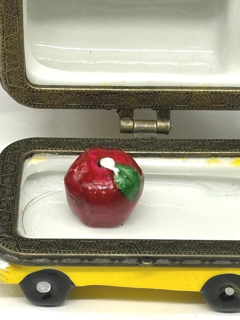 Vintage School Bus Porcelain Hinged Trinket Box Miniature - Etsy