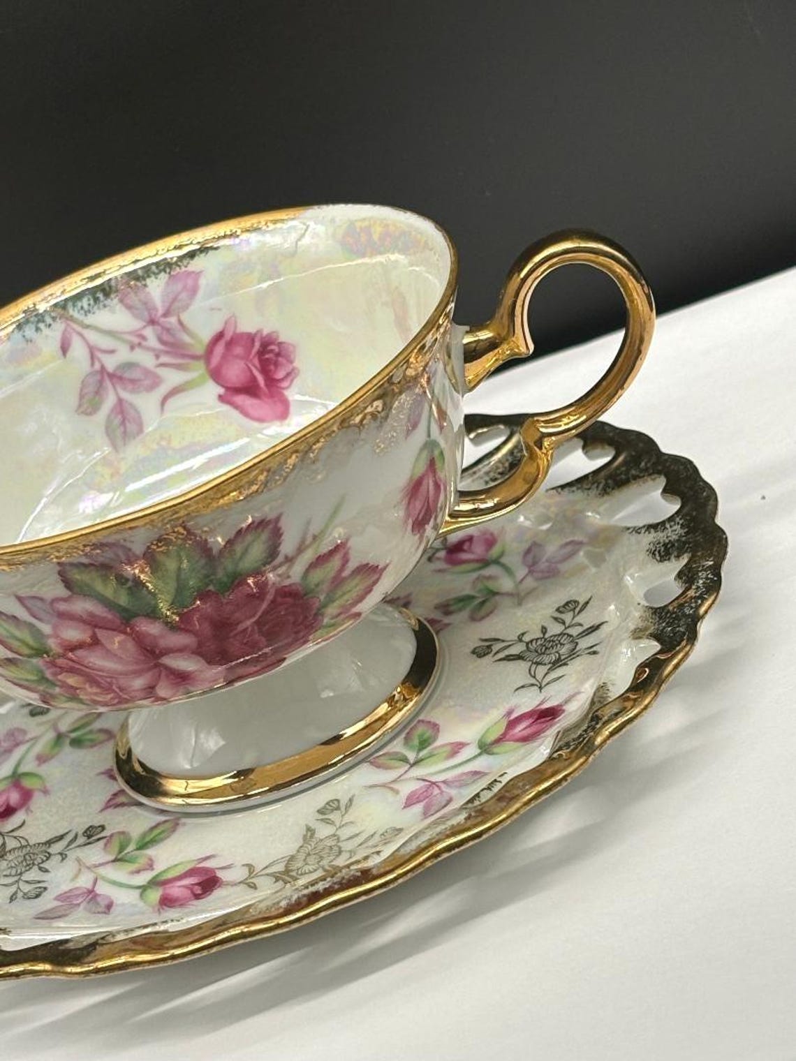 Vintage 1960 Royal Halsey Japan Rose Heart Fine China Teacup and Saucer ...