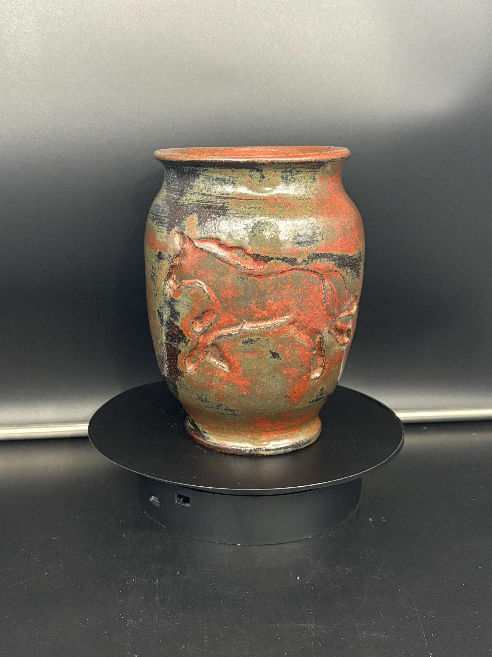 Vintage Hand Made Stoneware Pottery Running Horse Vase 7 - Etsy