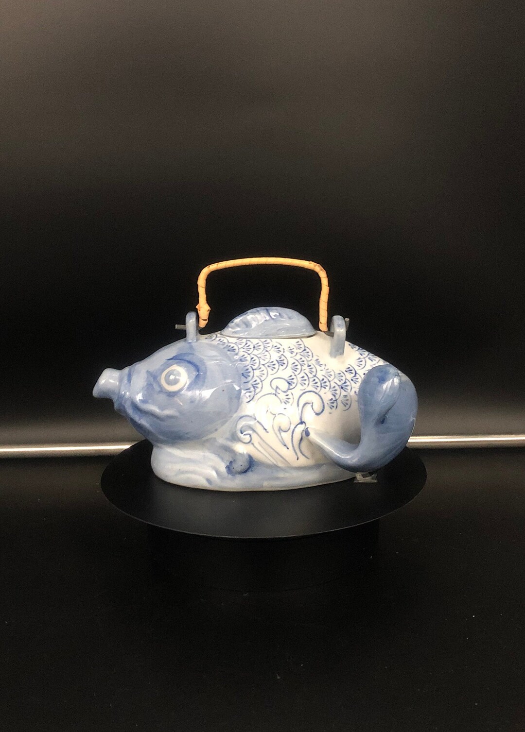 Vintage Whimsical Koi Fish Hand Painted Blue & White Ceramic Teapot - Etsy