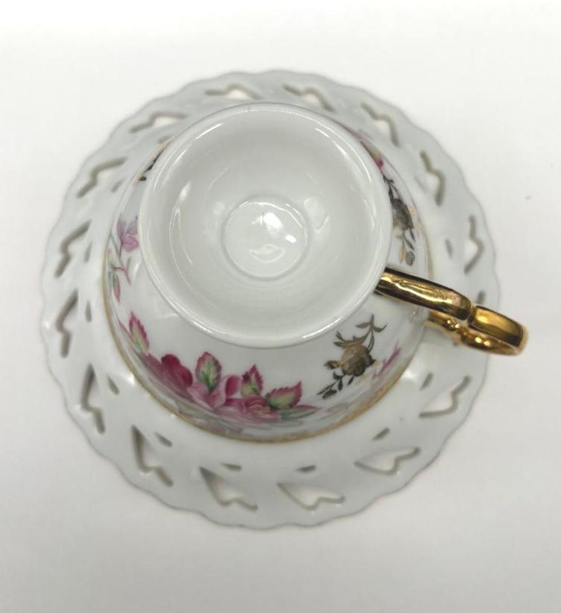 Vintage 1960 Royal Halsey Japan Rose Heart Fine China Teacup and Saucer ...