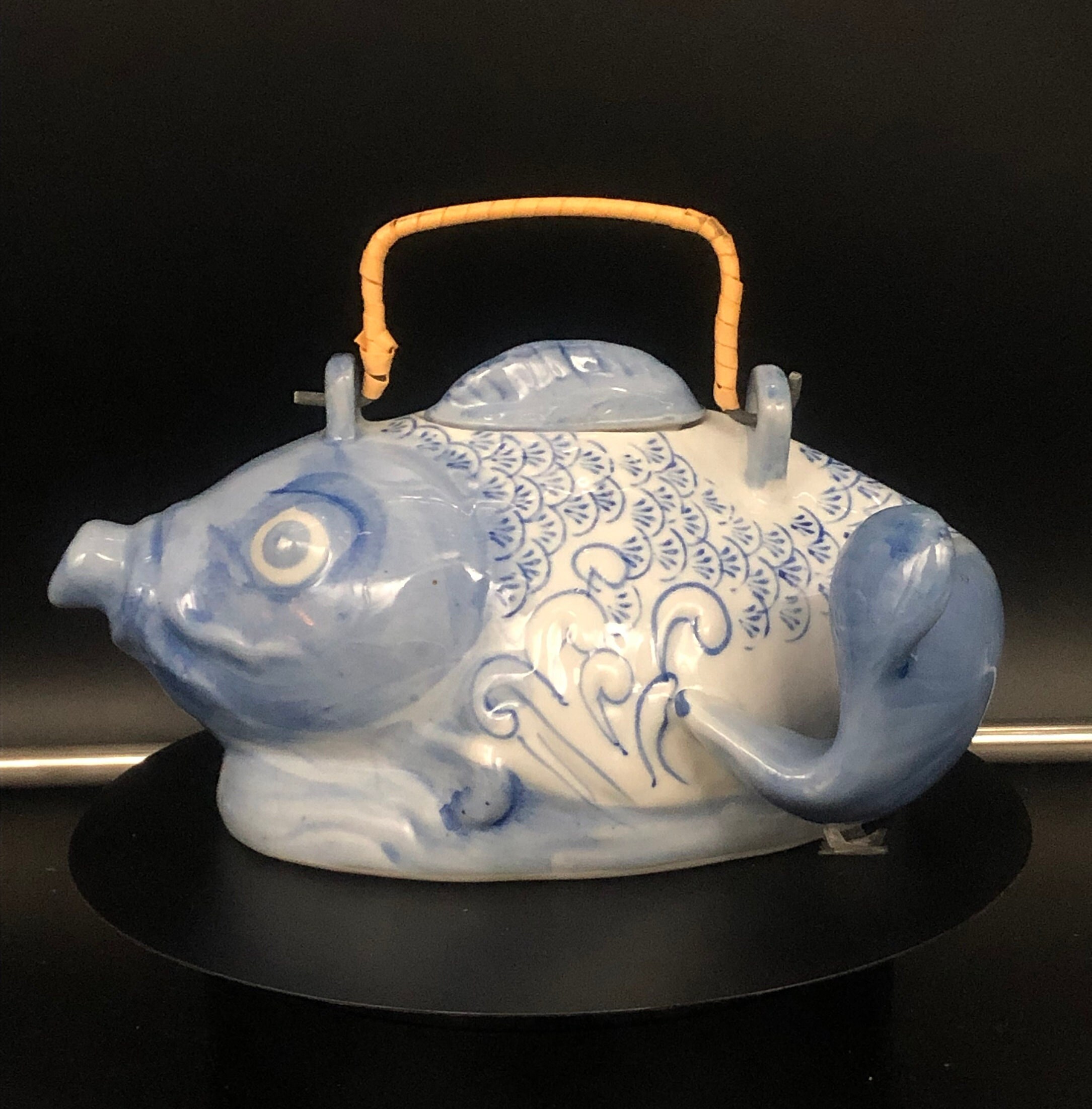 Vintage Whimsical Koi Fish Hand Painted Blue & White Ceramic Teapot - Etsy