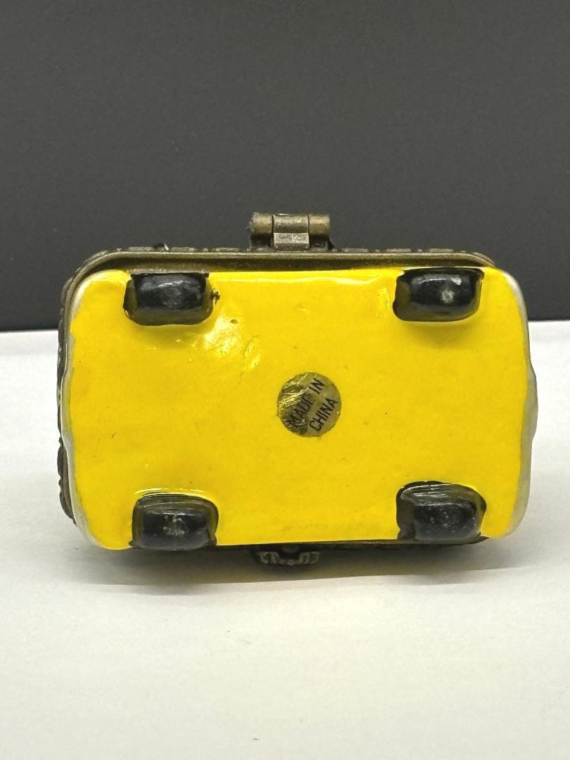 Vintage School Bus Porcelain Hinged Trinket Box Miniature - Etsy