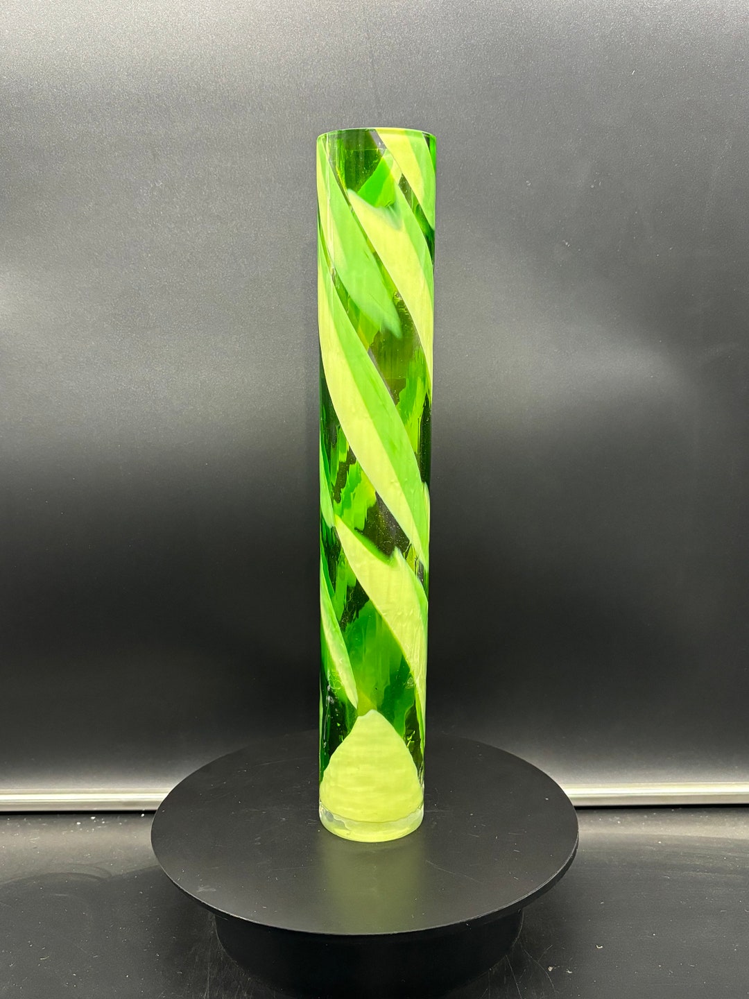Vintage Mikasa Hand Blown Glass Rockswirl 12" Green Vase - Etsy