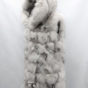 Genuine Blue Fox Fur Vest With Hood. Women's Brand New Vest. A Luxury ...