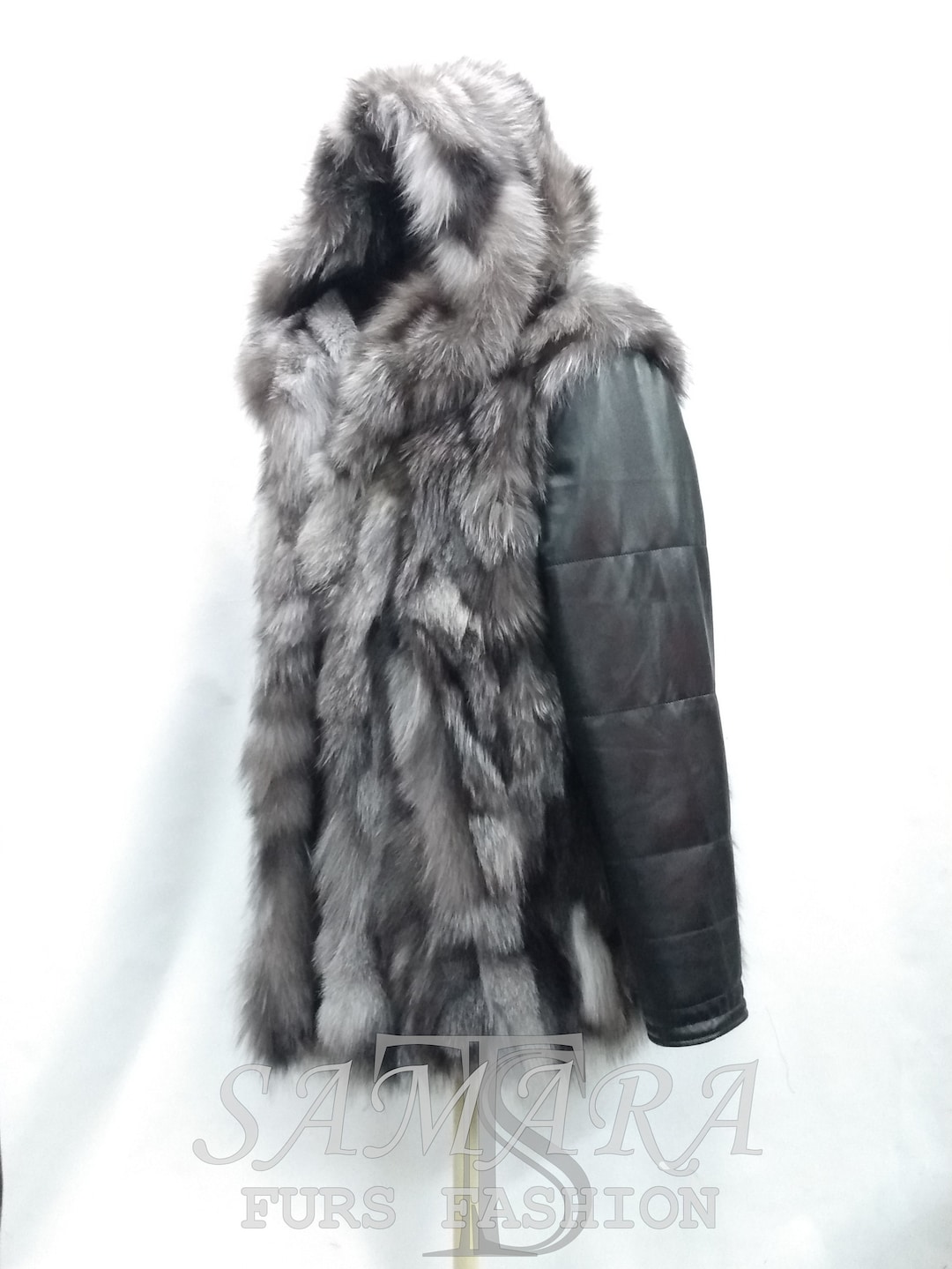 Real Silver Frost Fox Fur Hooded Coat. Mens Brand New Coat. - Etsy