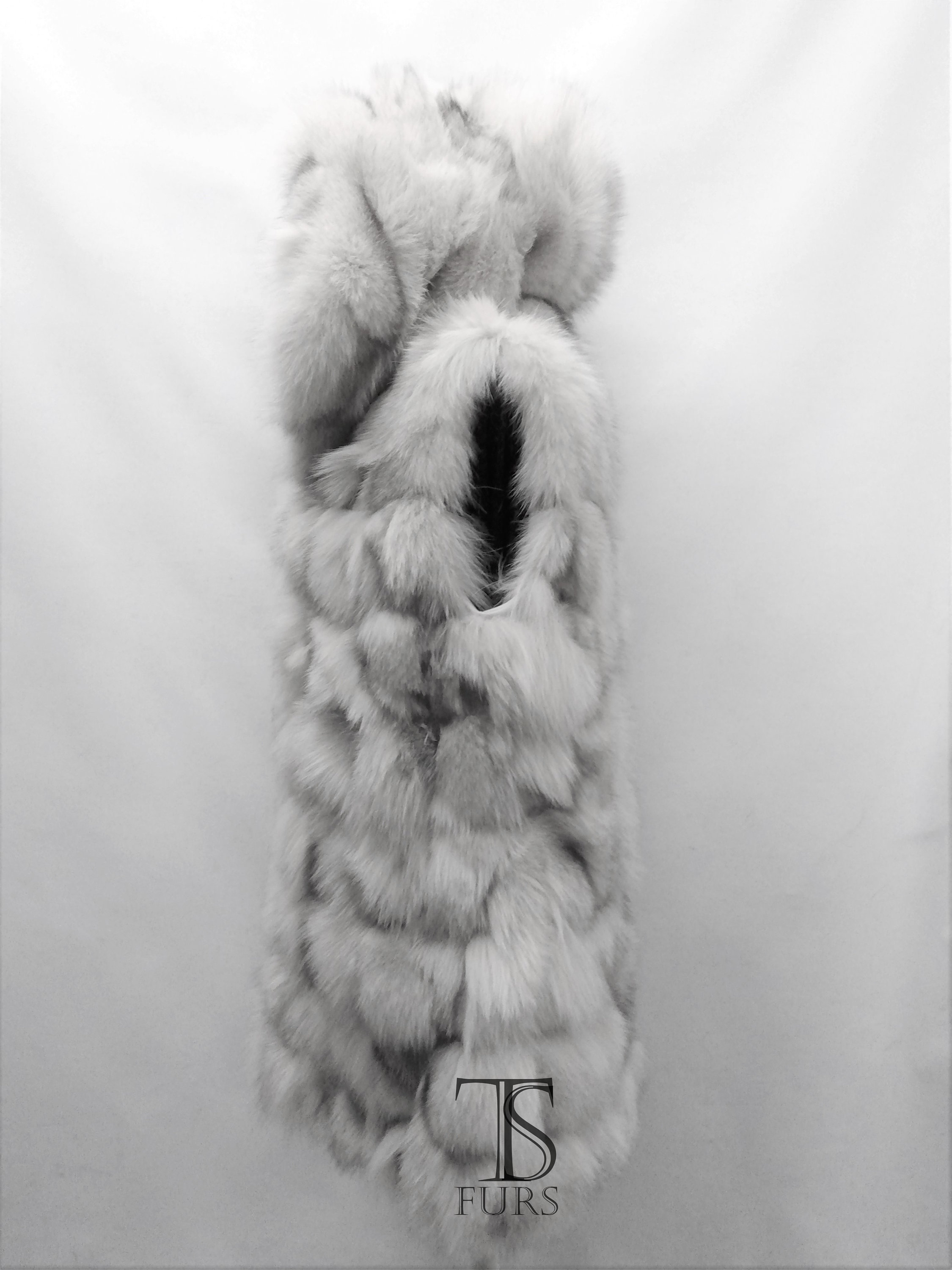 Genuine Blue Fox Fur Vest With Hood. Women's Brand New Vest. A Luxury ...