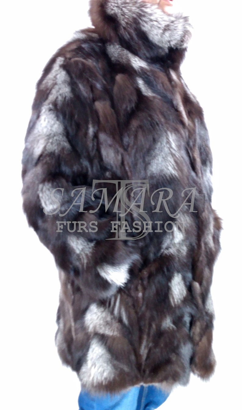 Real Silver Fox Fur Coat With Collar. Mens Brand New Coat. - Etsy