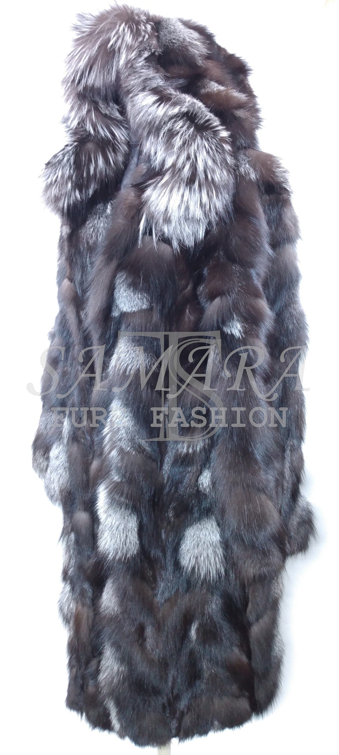 Real Silver Fox Fur Hooded Coat. Mens Brand New Coat. - Etsy