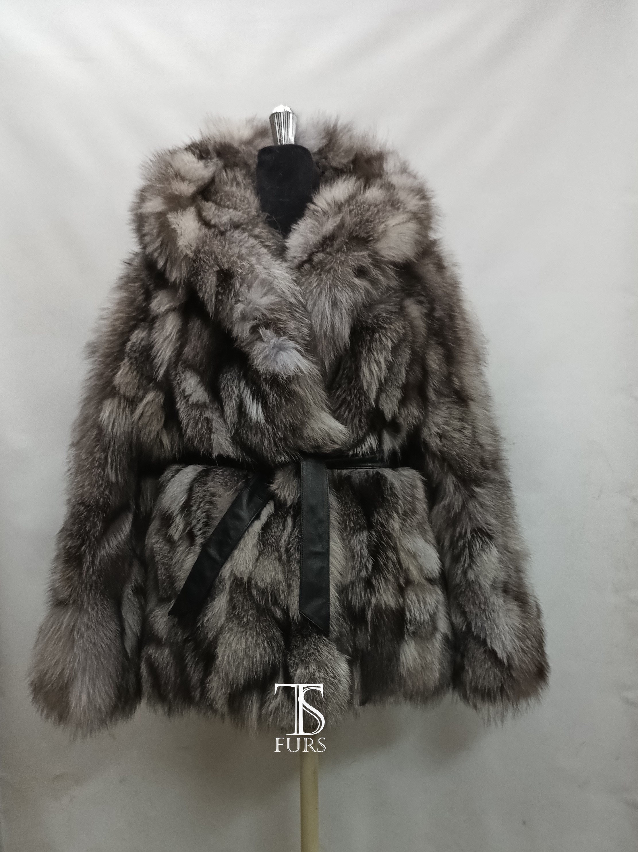 Real Silver Frost Fox Fur Hooded Coat. Women's Brand New Coat.genuine ...
