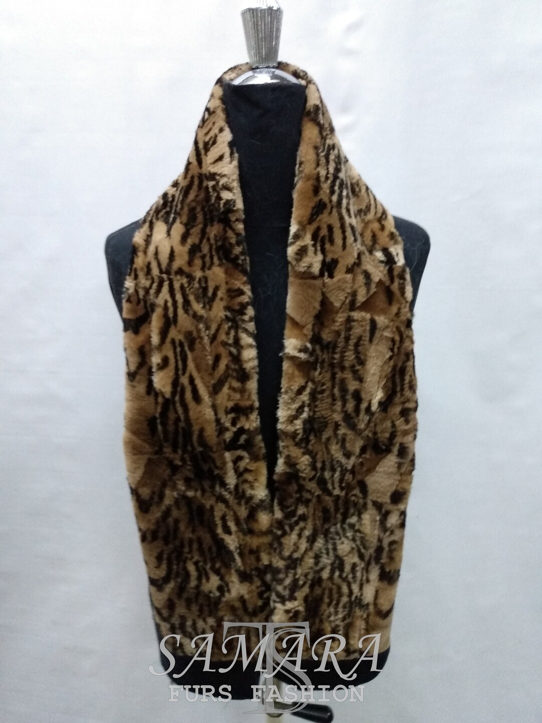 Real Beaver Fur Scarf,brown/animal Print Color. Handmade. Womens Brand ...