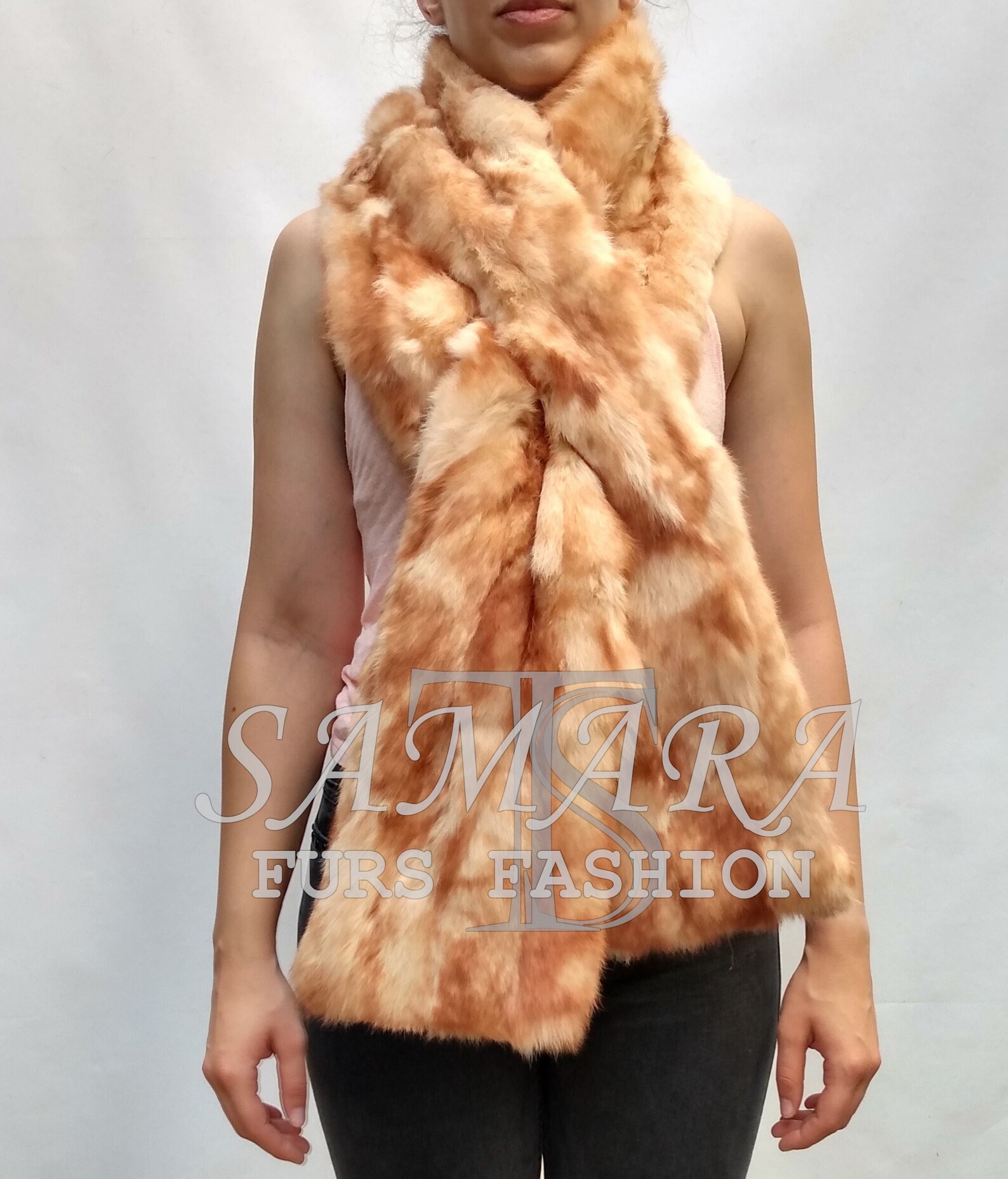 Real Rabbit Fur Long Scarf . Handmade. Womens Brand New Scarf. Gift for ...