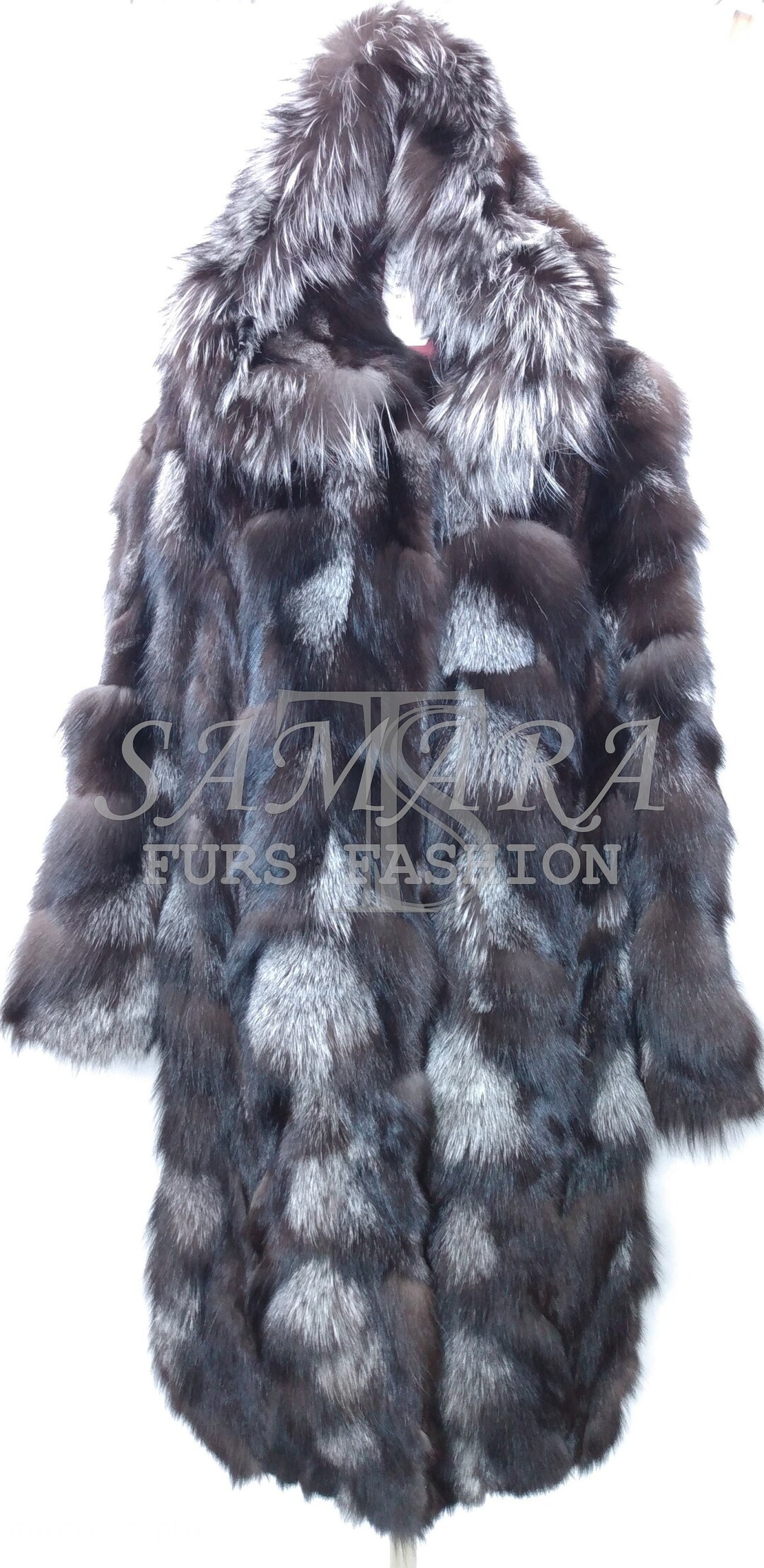 Real Silver Fox Fur Hooded Coat. Mens Brand New Coat. - Etsy