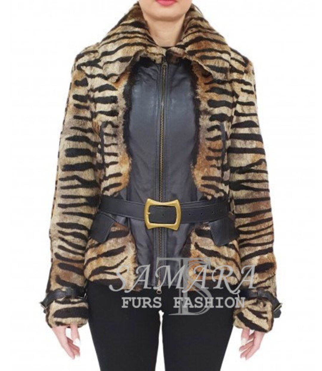 Real Rabbit Fur Jacket. Animal Print Color. Women's Brand New Jacket ...