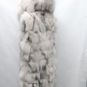 Genuine Blue Fox Fur Vest With Hood. Women's Brand New Vest. A Luxury ...