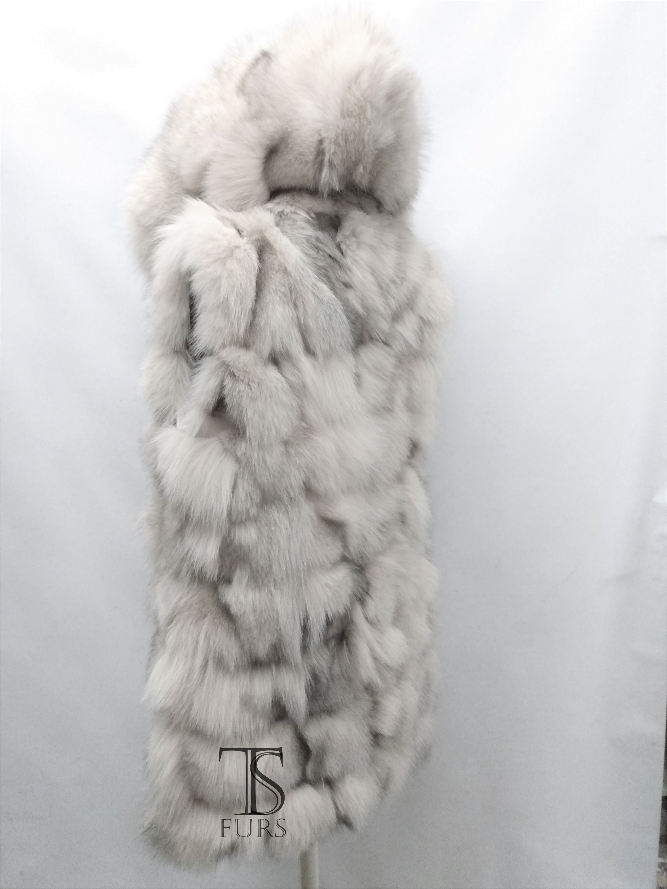 Genuine Blue Fox Fur Vest With Hood. Women's Brand New Vest. A Luxury ...