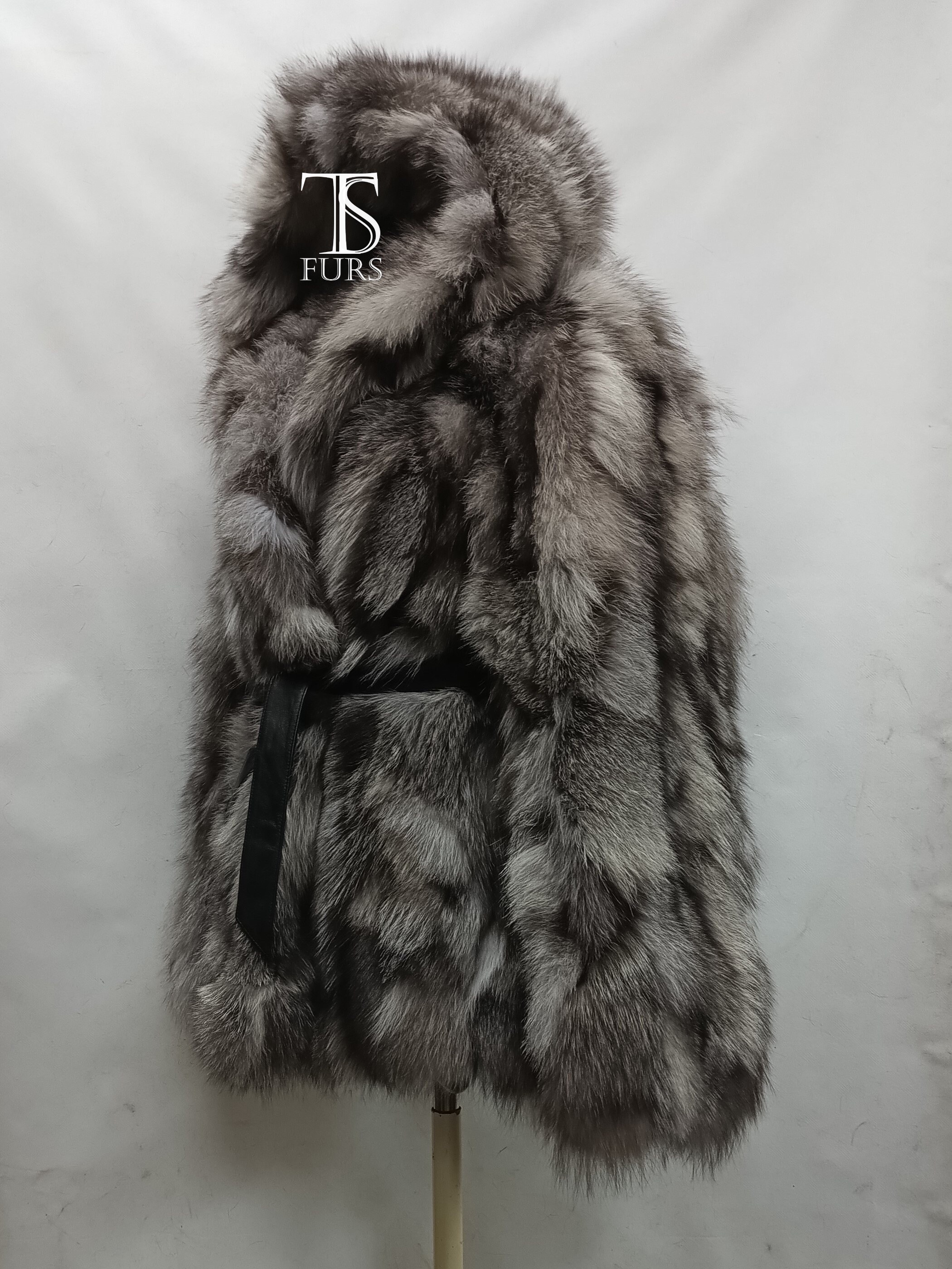 Real Silver Frost Fox Fur Hooded Coat. Women's Brand New Coat.genuine ...