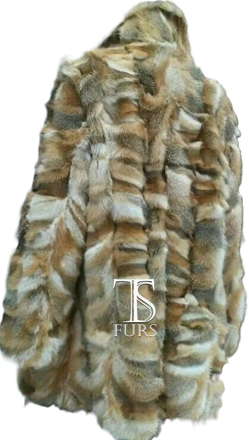 Men's Real Fox Fur Coat With Collar. Brand New Real Natural Genuine Fur ...