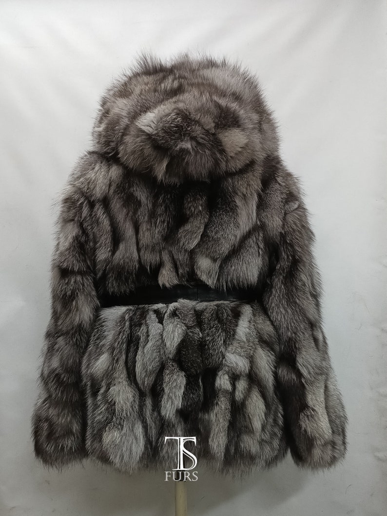 Real Silver Frost Fox Fur Hooded Coat. Women's Brand New Coat.genuine ...