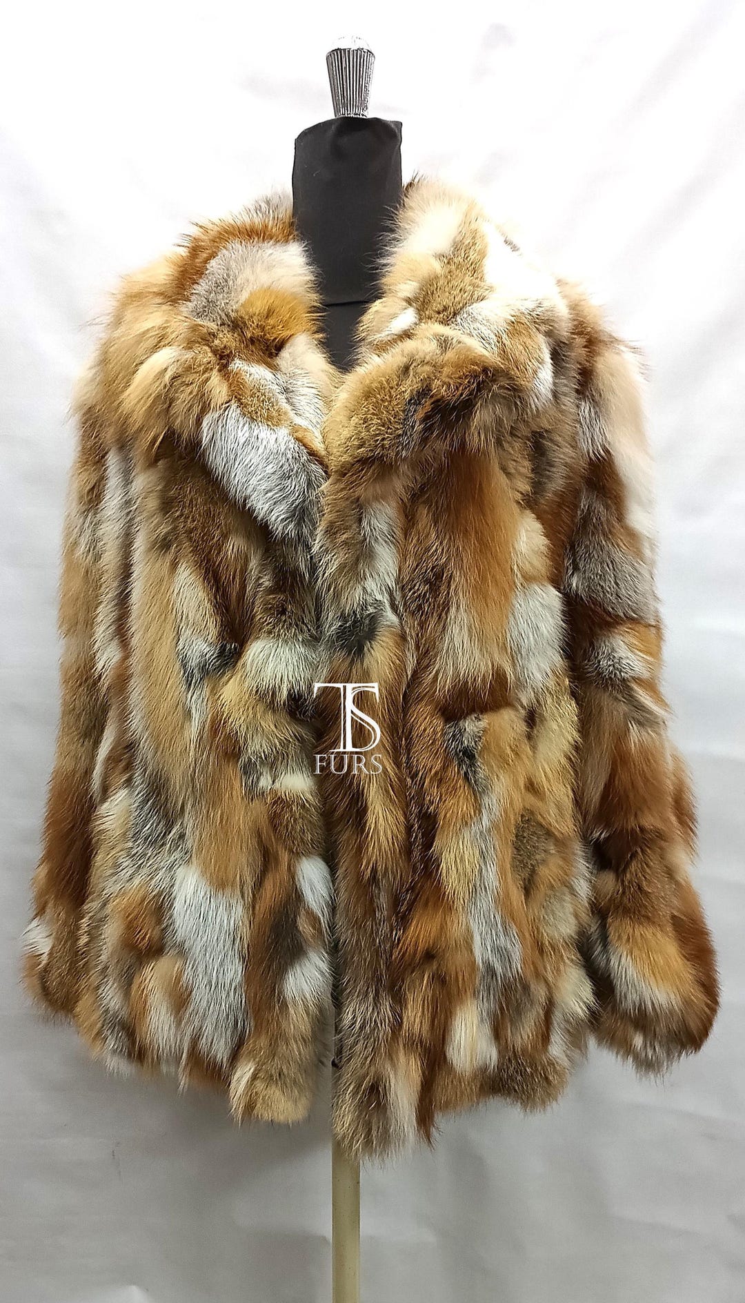 Men's Real Fox Fur Coat With Collar. Brand New Real Natural Genuine Fur ...