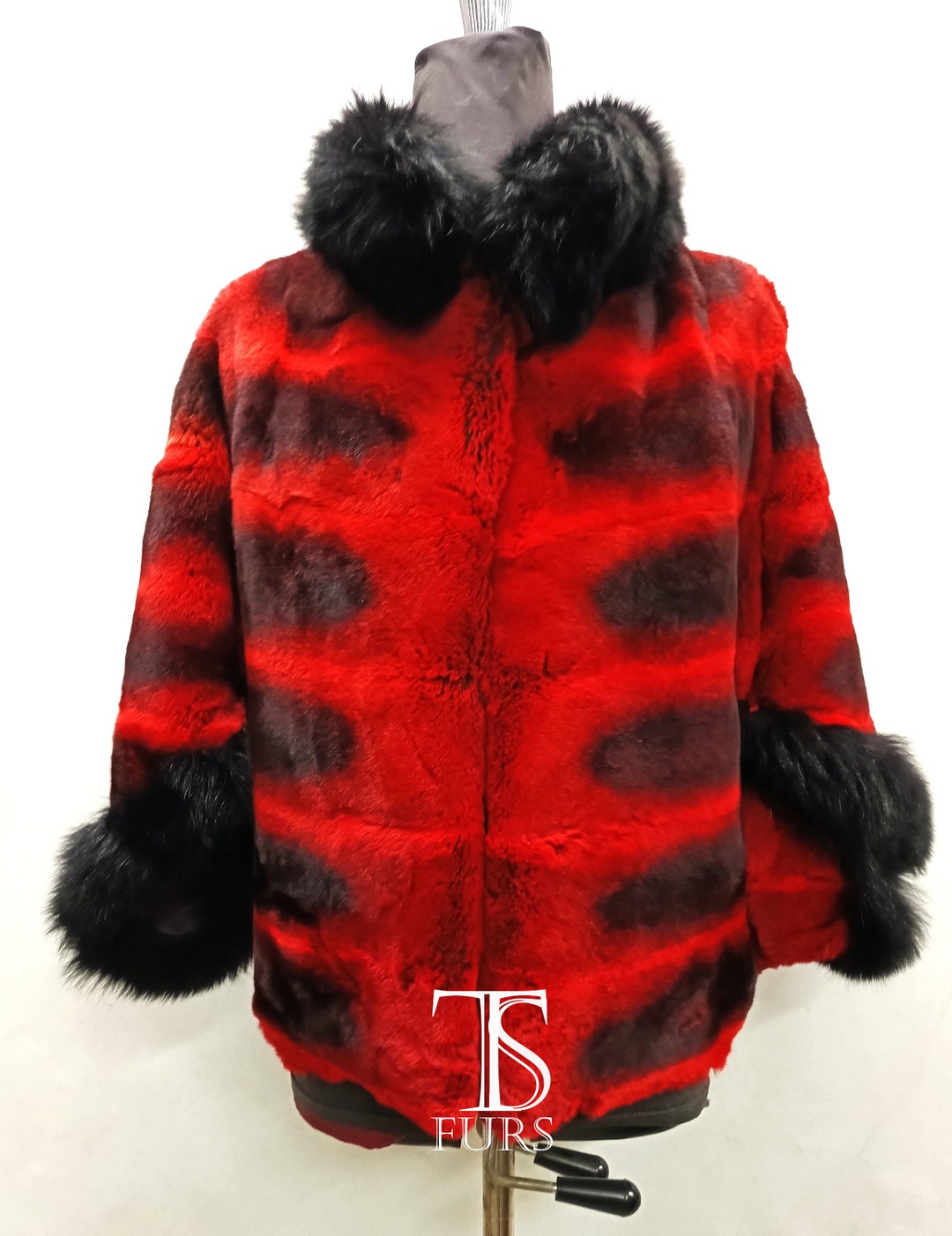 Real Full Skin Rabbit Rex Red Color Fur Cape With Fox Collar - Etsy
