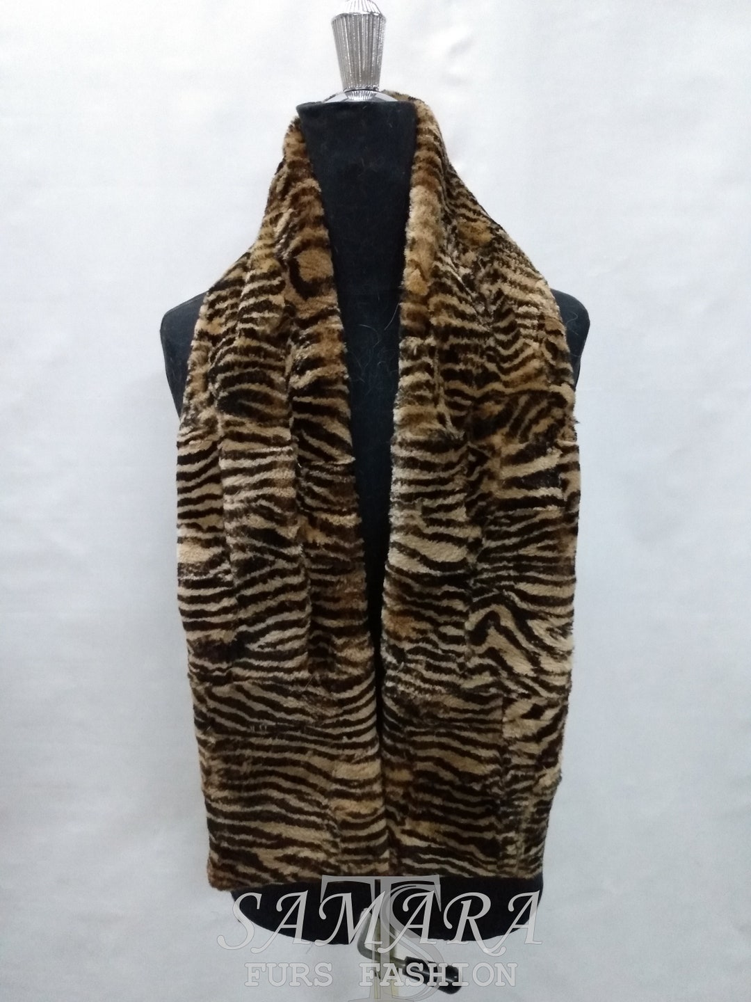 Real Beaver Fur Scarf,brown/animal Print Color. Handmade. Womens Brand ...