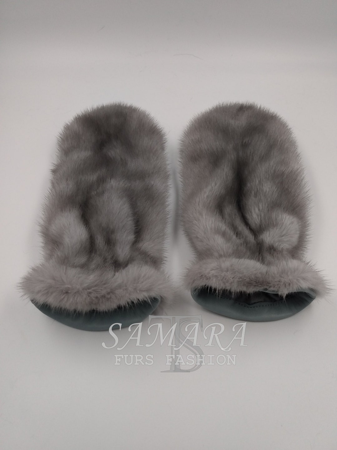 Real Mink Fur Mittens / Natural Leather Warm Gloves / Unisex - Etsy