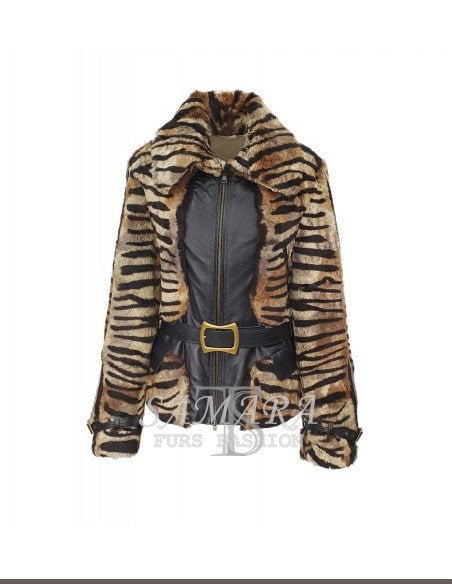 Real Rabbit Fur Jacket. Animal Print Color. Women's Brand New Jacket ...