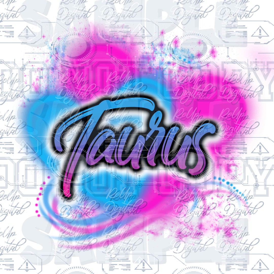 Taurus Airbrush PNG Birthday Design - Retro Y2K Sublimation DTF PNG - Etsy