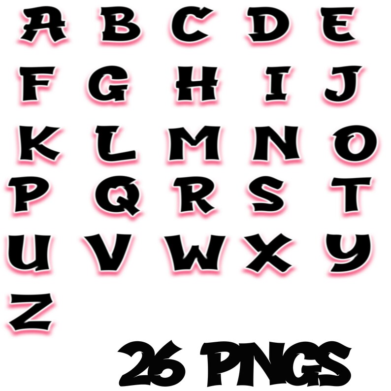 Pink Airbrush Font Bundle - 26 Capital Letter PNG Files - Etsy