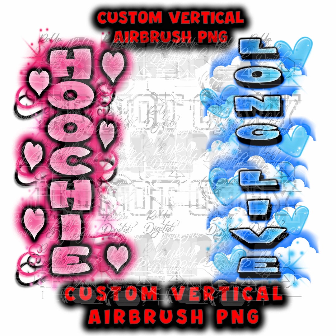 Custom Airbrush Name Vertical \ NO Background |prices per Name ...