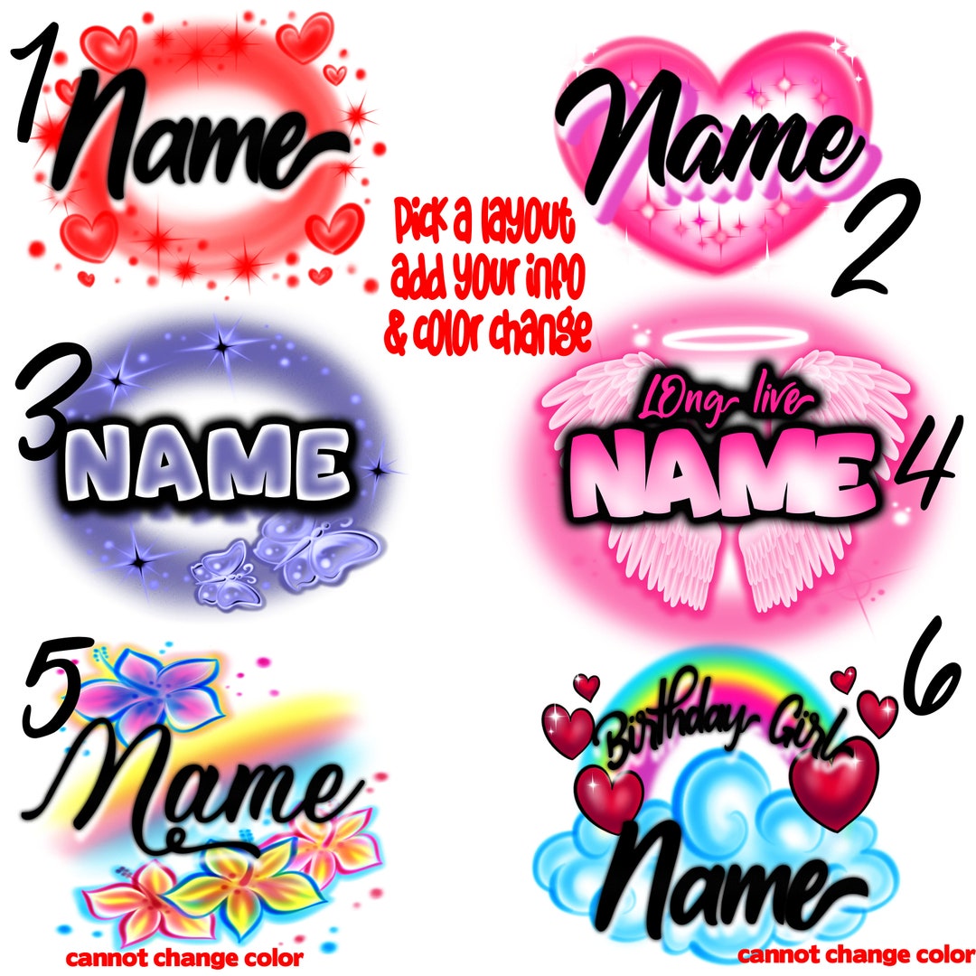 Custom Name Airbrush Design: Sublimation PNG (premade) - Etsy