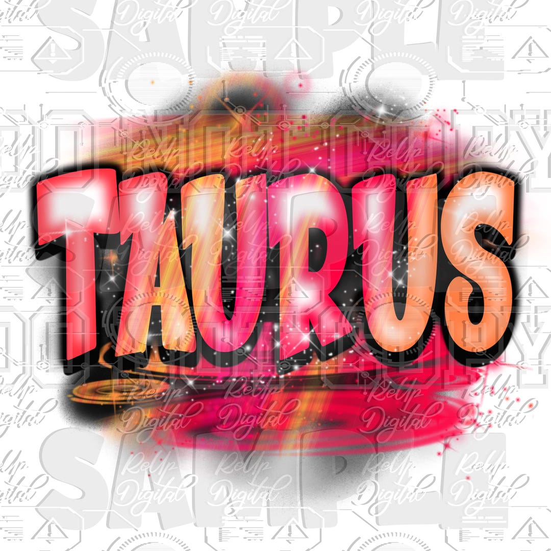 Taurus Airbrush PNG Birthday Design - Retro Y2K Sublimation DTF PNG - Etsy