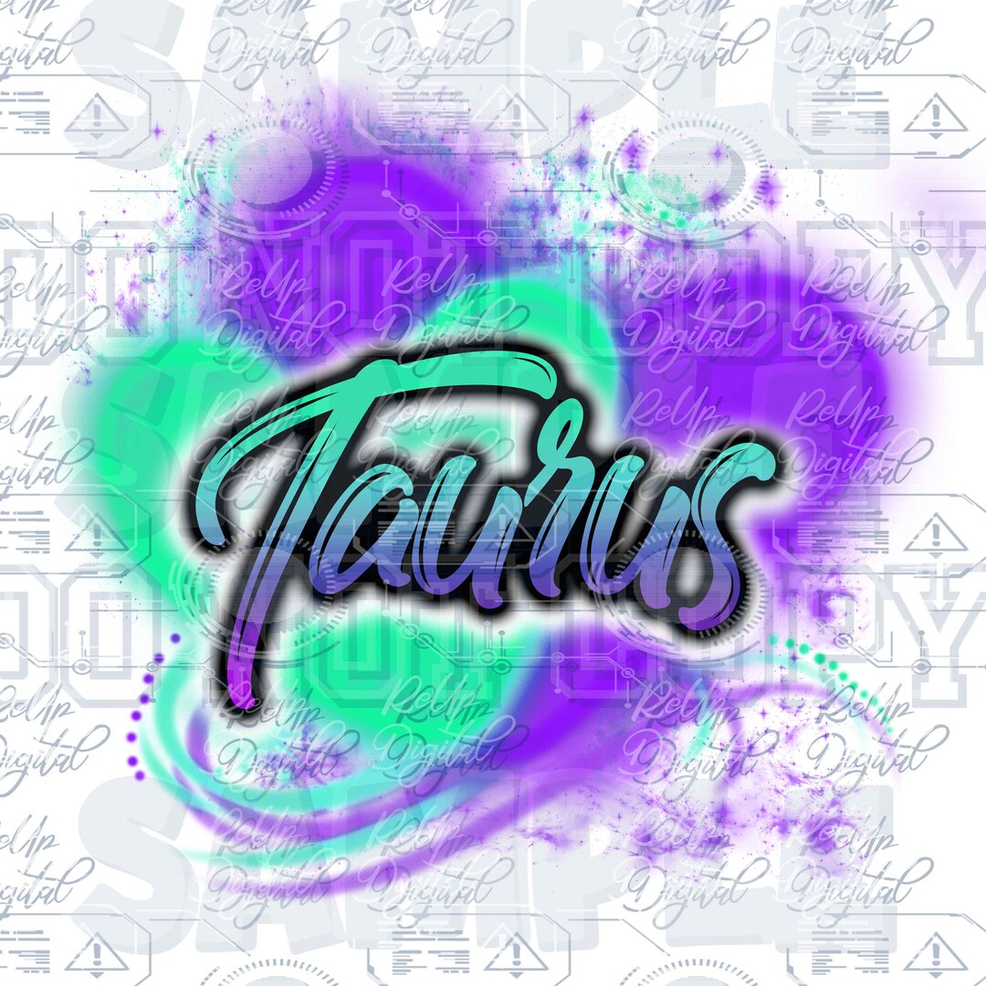 Taurus Airbrush PNG Birthday Design - Retro Y2K Sublimation DTF PNG - Etsy