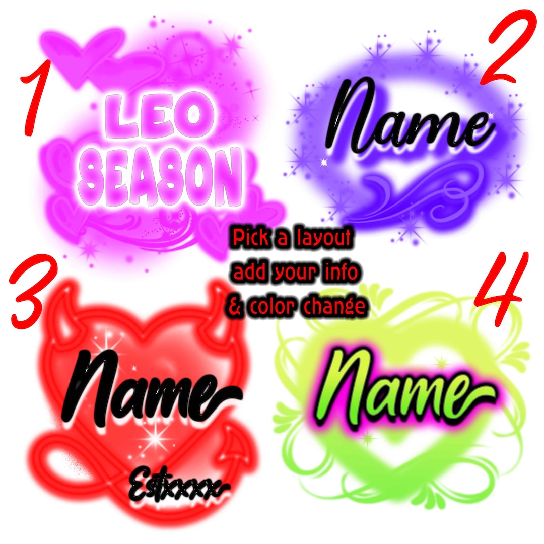 Custom Airbrush Design: Personalized Name & Background (PNG) - Etsy