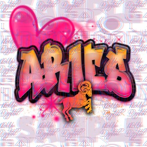 Aries Airbrush PNG Birthday Design - Retro Y2K Sublimation DTF PNG - Etsy