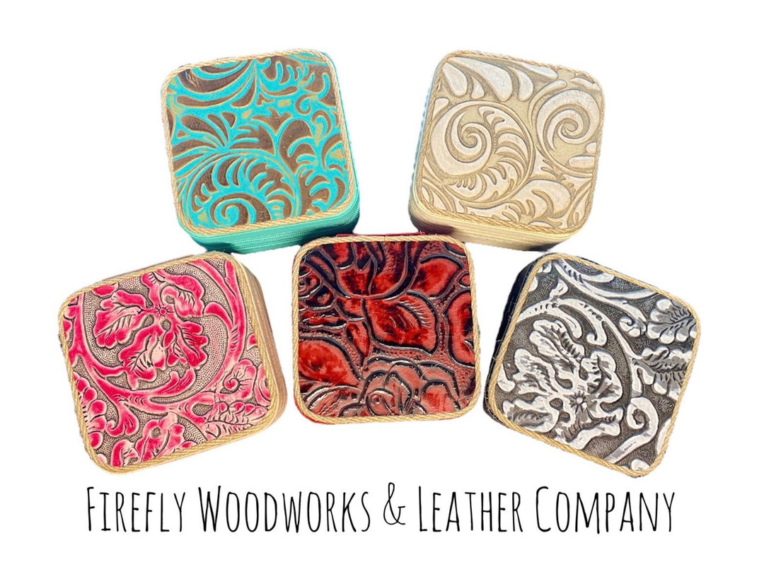 Embossed Leather Travel Size Jewelry Box Small - Etsy