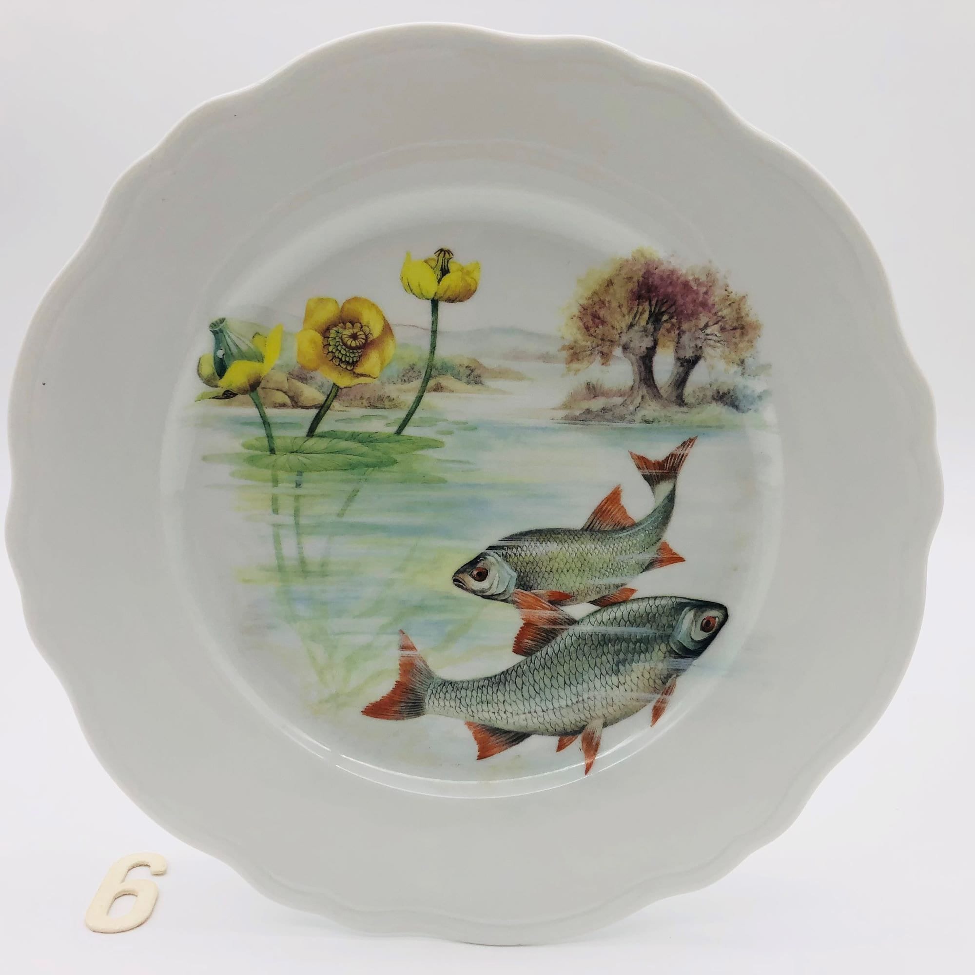 6 Limoges Porcelain Plates, Fish Pattern. - Etsy