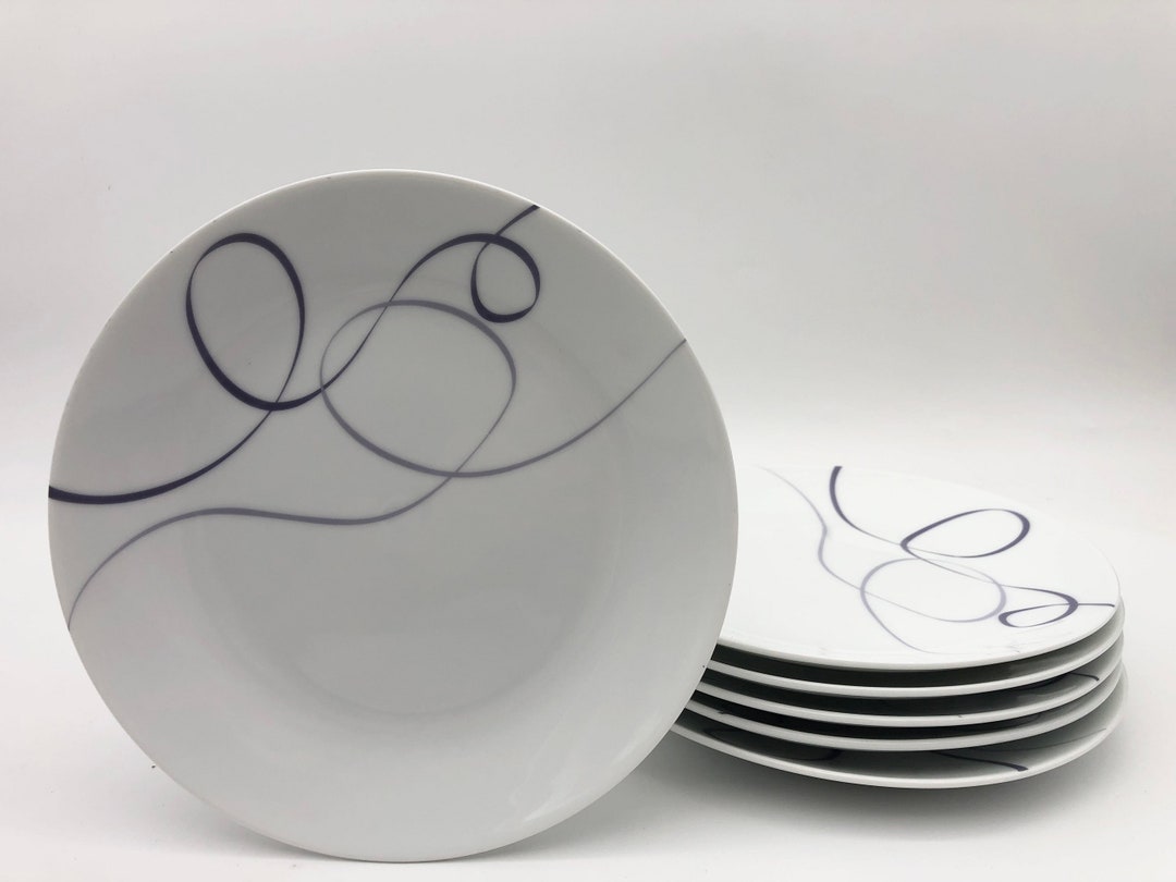6 Porcelain Dessert Plates, With Abstract Pattern. - Etsy