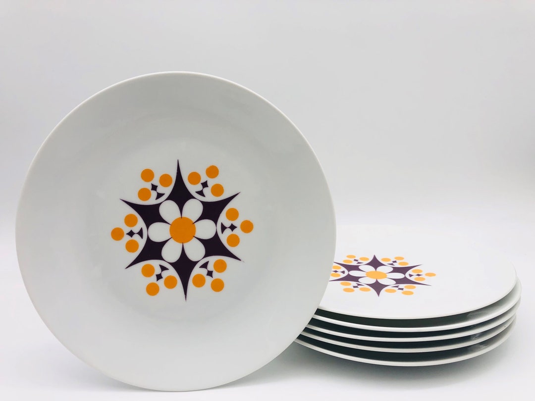 6 Dinner Plates in Boho Porcelain 1970s TK Thun - Etsy