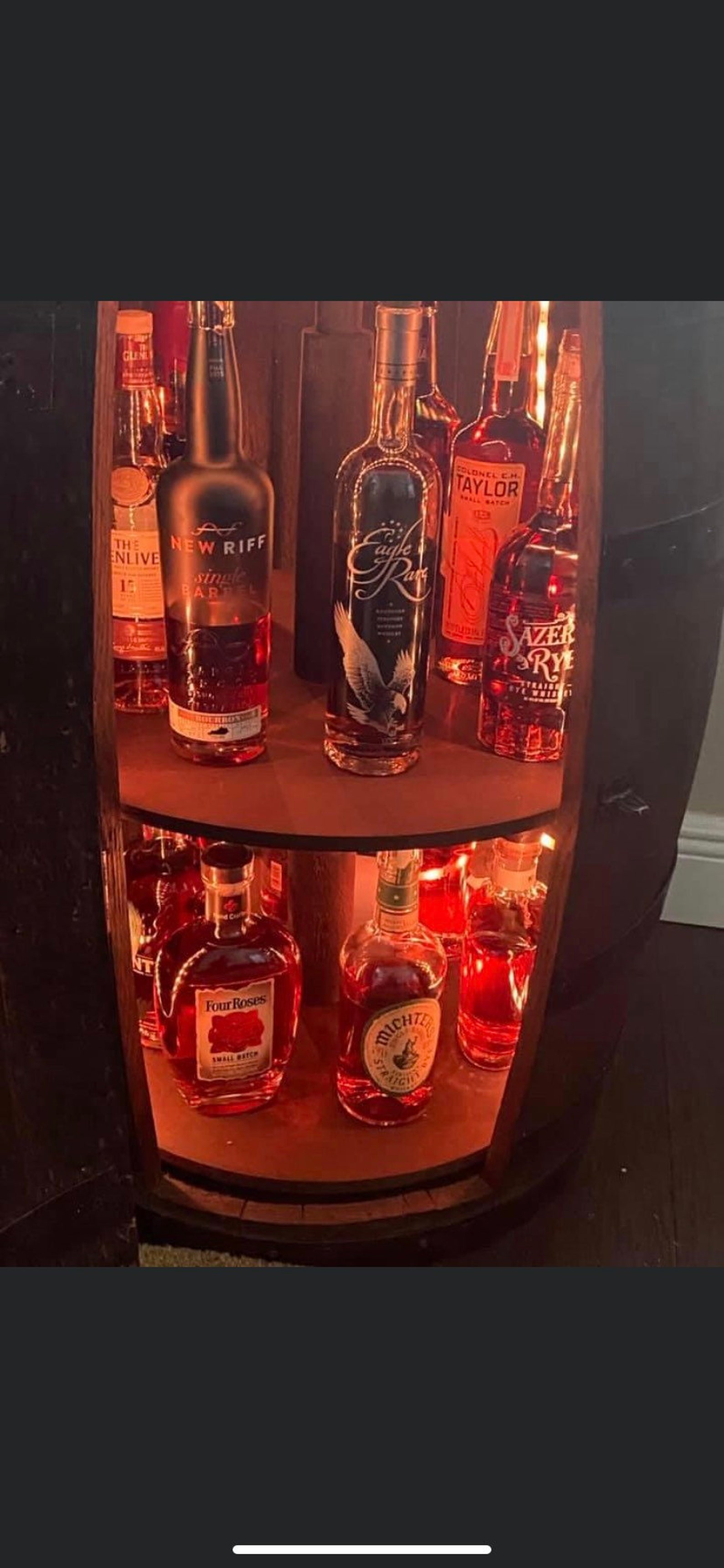 53 Gallon Double Shelf Rotating Bar Either Stain (35" Tall) Double Lazy ...