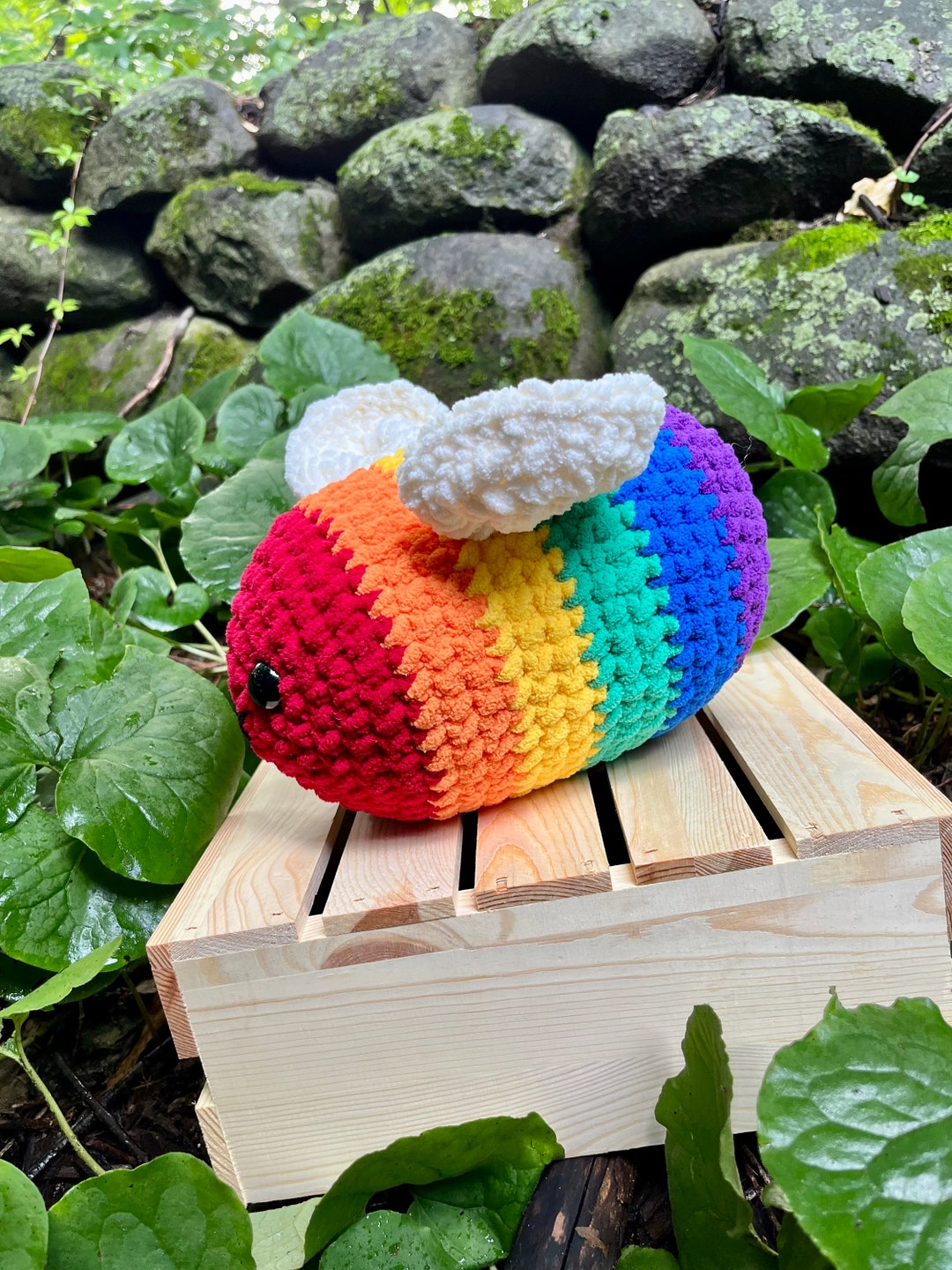 Rainbow Crochet Bee Plush - Amigurumi Bee - Jumbo Crochet Bee - Bee ...