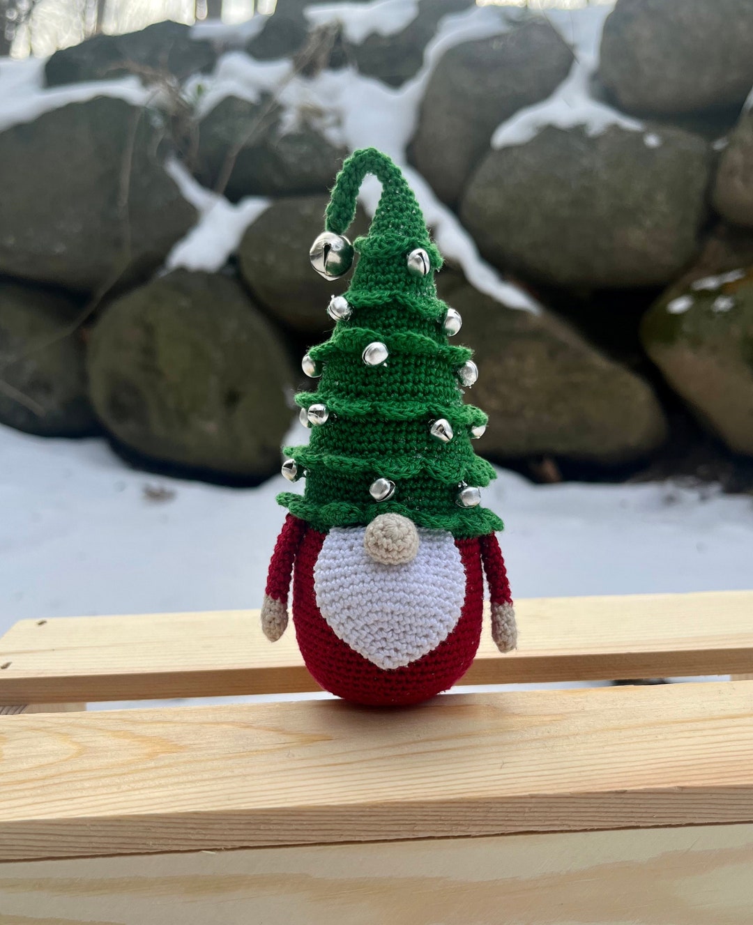 Christmas Tree Crochet Gnome, Made to Order, Holiday Gnome Decoration ...
