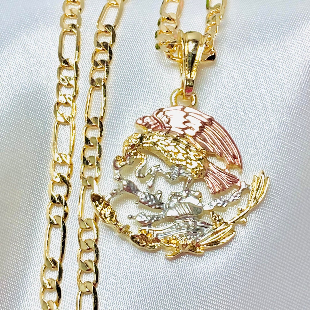 Águila Mexicana Con Collar De Serpiente, Colgante De Oro De 14k Con ...