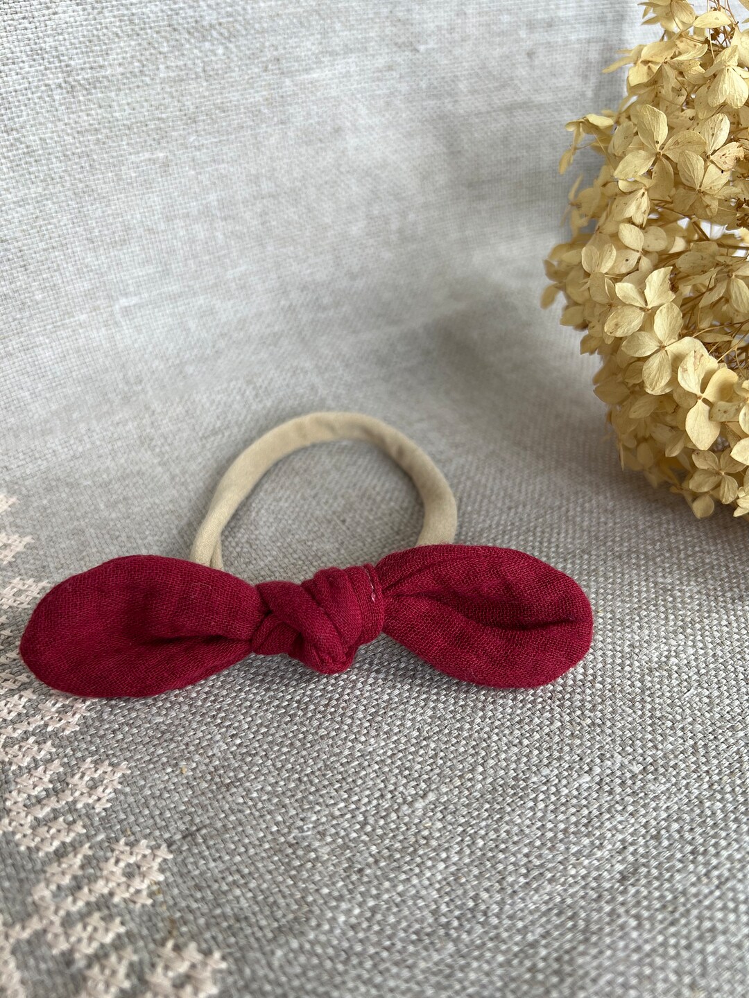 Hair Band Bow Dark Red for Young and Old - Etsy